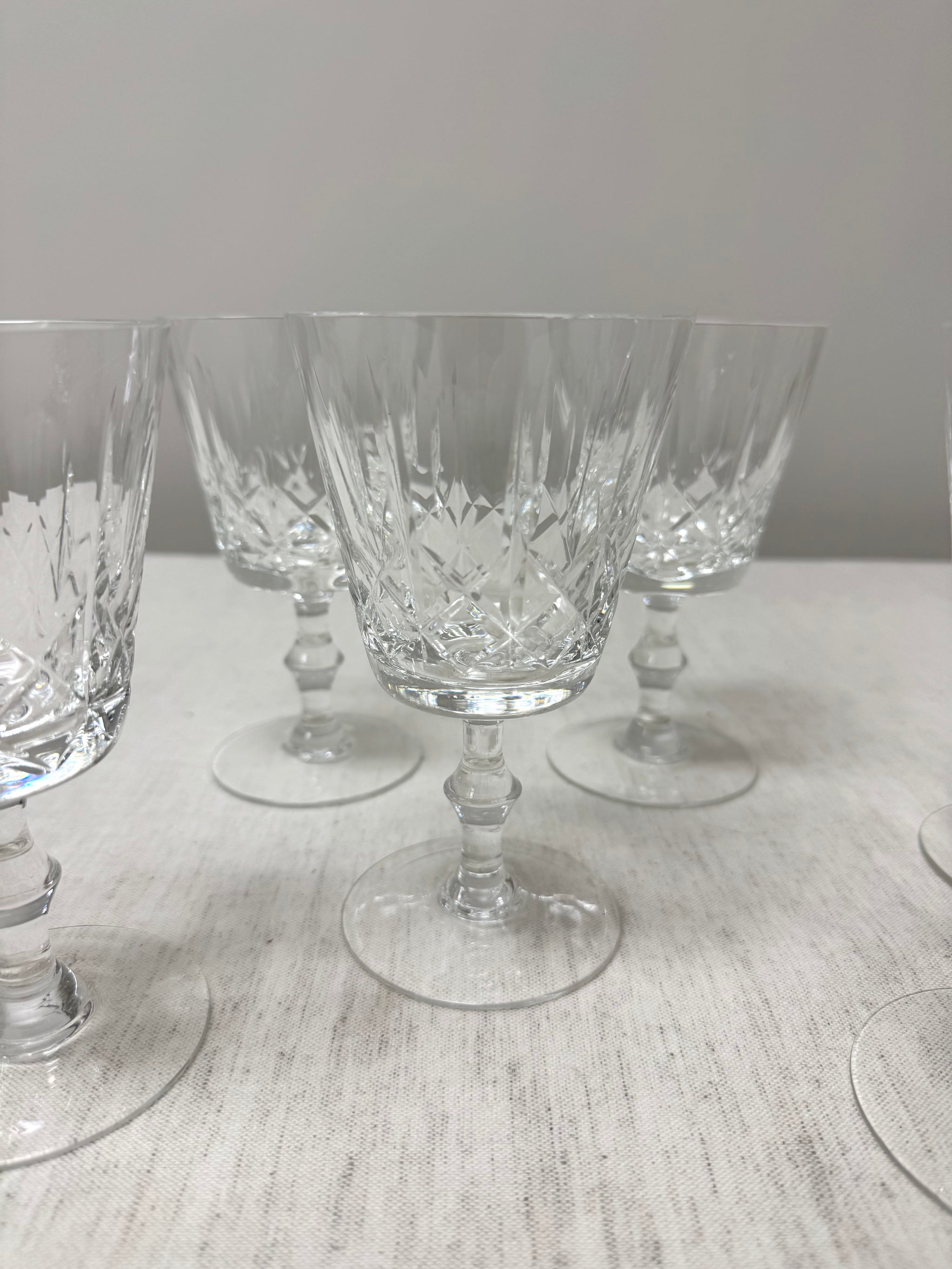 Cross and Olive Crystal Wine Glasses Set of 6